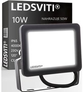 LEDSVITI OT-FGD-1020-CE-24V Černý LED reflektor 24V AC/DC 10W denní bílá