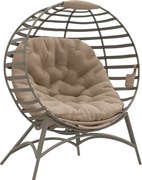 Outsunny papasan zahradní židle 2 koše polštáře oválné lounge křeslo skládací balkon terasa písek hnědá ocel 118x75x139cm