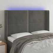 Čelo Postele S Led Tmavě Zelené Samet Tmavě šedá 147 x 16 x 118/128 cm