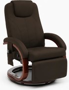 relaxační polohovatelné masážní křeslo s vyhříváním Viremo VINTAGE, třešňové dřevo/ekokůže, hnědá