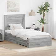 Rám postele Šedý Sonoma a stříbrná 75 x 190 cm Kompozitní dřevo 3410378