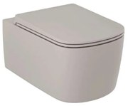 Kludi Resa S - Závěsné WC se sedátkem SoftClose, Rimless, Spiralflush, matná písečně šedá 27WCSETO2