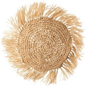Dekorační kulatý polštářek z přírodní trávy Raffia natural - 45*15*45 cm