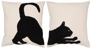 SCANquilt povlak BLACK CAT - set 2 ks stretching cat smetanovočerná 45 x 45 cm