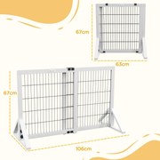PawHut Bezpečnostní zábrana pro psy, 2-panely, nastavitelná šířka 63-106L x 44W x 67H cm, pro schody, dveře, chodby, vyrobená z borovicového dřeva a o