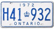 Kanadská SPZ Ontario 1972 White H41 932