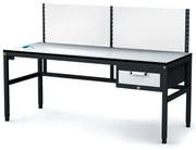 Antistatický dílenský ESD stůl s perfopanelem, 1 zásuvkový box na nářadí, 1800x800x745-985 mm