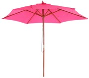 Slunečník Florida Ø 3m - polyester/dřevo - růžová