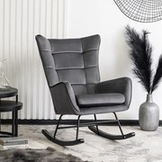 Designové houpací křeslo Bergen šedá velur