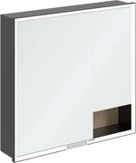 Villeroy & Boch My View+ - Zrcadlová skříňka s LED osvětlením 80x75x17 cm, 2 dvířka, Nordic Oak/matná černá B48280VJ