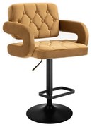 LuxuryForm DESIGN Barová židle ADRIA VELUR na černé kulaté podstavě - medová
