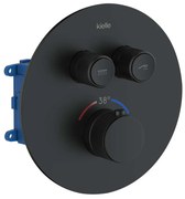 kielle Oudee - Termostatická baterie pod omítku, včetně tělesa, pro 2 spotřebiče, matná černá 10602204