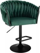LuxuryForm DESIGN Barová židle NORDEN VELUR na černé kulaté podstavě - zelená