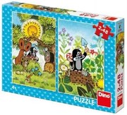 Dino puzzle Krtek 2x48 dílků 18x26cm v krabici 27x19x4cm
