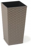 Květináč lamela květináč finezia eco wood rattan 25 x 25cm, výška 46.5cm, šedý