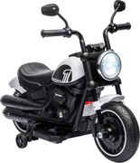 Dětská motorka HOMCOM - Elektrická motorka pro děti s 2 odnímatelnými tréninkovými koly, 3 km/h, pro děti od 1,5 do 3 let, Bílá, 76 x 42 x 57 cm | Aos