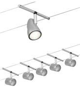 Paulmann 94465 CorDuo Cup Basic, matně chromový lankový systém, 5x max 10W LED 12V, 500cm