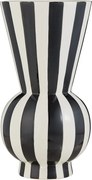 LYDIA Váza pruhy 30 cm - černá/bílá