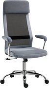 Vinsetto Ergonomická otočná kancelářská židle, nastavitelná výška a funkce houpání, síťovina, 65x67x119-129cm, Šedá