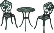 Bistro set do zahrady Outsunny z hliníku, 3dílná souprava zahradního nábytku (2 židle + 1 kulatý stůl), vzhled kovaného železa | Aosom