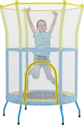 Dětský trampolína AIYAPLAY Ø140x190 cm pro děti ve věku 3-6 let se síťkou a měkčenými tyčemi, nosnost 45 kg, pro vnitřní použití, vícebarevný | Aosom