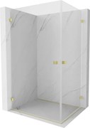 Mexen Lunar-B Duo, výklopný sprchový kout 100 x 70 cm, 8mm čiré sklo, zlatý matný profil, 832-100L-070P-55-00