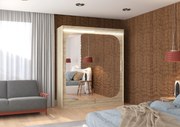 ADRK Furniture Posuvná skříň se zrcadlem a LED osvětlením ARIZONA 180 SW-ARI-S-180+L-V294