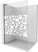 Mexen Kioto L, sprchová zástěna Walk-In 100 x 200 cm, 8mm čiré sklo bílý vzor, černý profil, 800-100-103-70-85