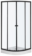 Novoterm Čtvrtkruhový sprchový kout NV-Leo 80x80 černá/transparent + vanička