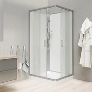 Mereo Mereo, Sprchový box bez střechy, čtvercový, satin ALU, sklo Point, zadní stěny bílé, CK34122KBW