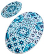 Modré koupelnové předložky v sadě 2 ks 60x100 cm Ceramic – Foutastic