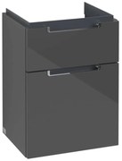 Villeroy & Boch Subway 2.0 - Umyvadlová skříňka, 59x44x35 cm, 2 zásuvky, lesklá šedá A90610FP
