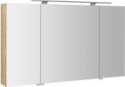 Sapho Mirró - Zrcadlová skříňka s LED osvětlením 120x70x16 cm, 3x dvířka, dub alabama MC121-0022
