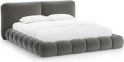 Tmavě šedá čalouněná dvoulůžková postel s úložným prostorem s roštem 180x200 cm Solange – Micadoni