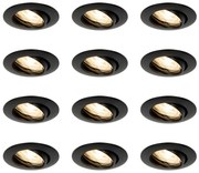 Sada 12 černých zabudovaných bodových svítidel GU10 35 mm - Edu