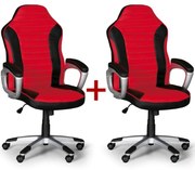 Kožené kancelářské křeslo SPORT 1+1 ZDARMA, černá/červená