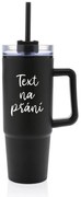 TEXT NA PŘÁNÍ - černý cestovní termohrnek s průhledným víčkem 900 ml