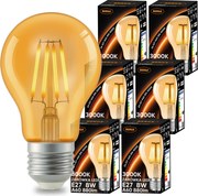 6x LED žárovka E27 a60 8W 880lm 3000k teplá jantarová sada s vláknem