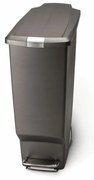 Úzký pedálový koš 40 l, šedý plast, šedá