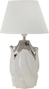 Bílá/ve stříbrné barvě keramická stolní lampa s textilním stínidlem (výška 51 cm) Shiney – Mauro Ferretti