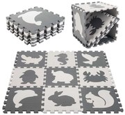 Creative Corner Pěnová podložka na puzzle pro děti 9 el. černá-ecru 85cm x 85cm x 1cm