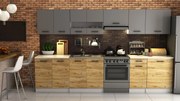 Kuchyňská linka LUIZA III 320x260 - Grafit + dub artisan