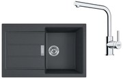 Franke - Kuchyňský set T115Č, tectonitový dřez S2D 611-78 a baterie FS 3230.031, černá/chrom 143.0687.348