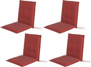 sada 4 polštářů na sezení 108 x 50 x 5 cm Polštář na židli s popruhy, venkovní interiérový polštář na sezení vínově červený