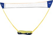 HOMCOM Badmintonový síť s stojanem, přenosný badmintonový stojan, badmintonové sítě se 4 raketami, venkovní sporty, Žlutá+Modrá, 286 x 33 x 157 cm | A