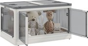 HOMCOM Skladovací box z plastu s koly, skládací boxy, stohovatelný organizátor do šatníku pro hračky, oblečení, knihy, Bílá, 60cm x 42cm x 34cm | Aoso