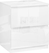 HOMCOM Moderní noční stolek s 2 šuplíky, noční stolek pro ložnici a obývací pokoj 40x34x45 cm Leskle bílý | Aosom
