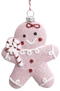 Růžová vánoční ozdoba perníček Gingerbread Candy - 8*3*10 cm