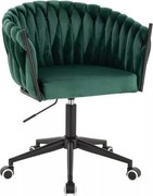 LuxuryForm DESIGN Židle NORDEN VELUR na černé podstavě s kolečky - zelená