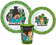 Sada plastového nádobí Minecraft s kelímkem - 3 dílná souprava